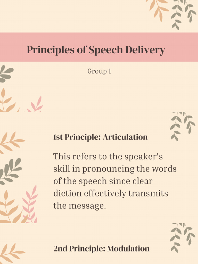 Principles of Speech Delivery | PDF