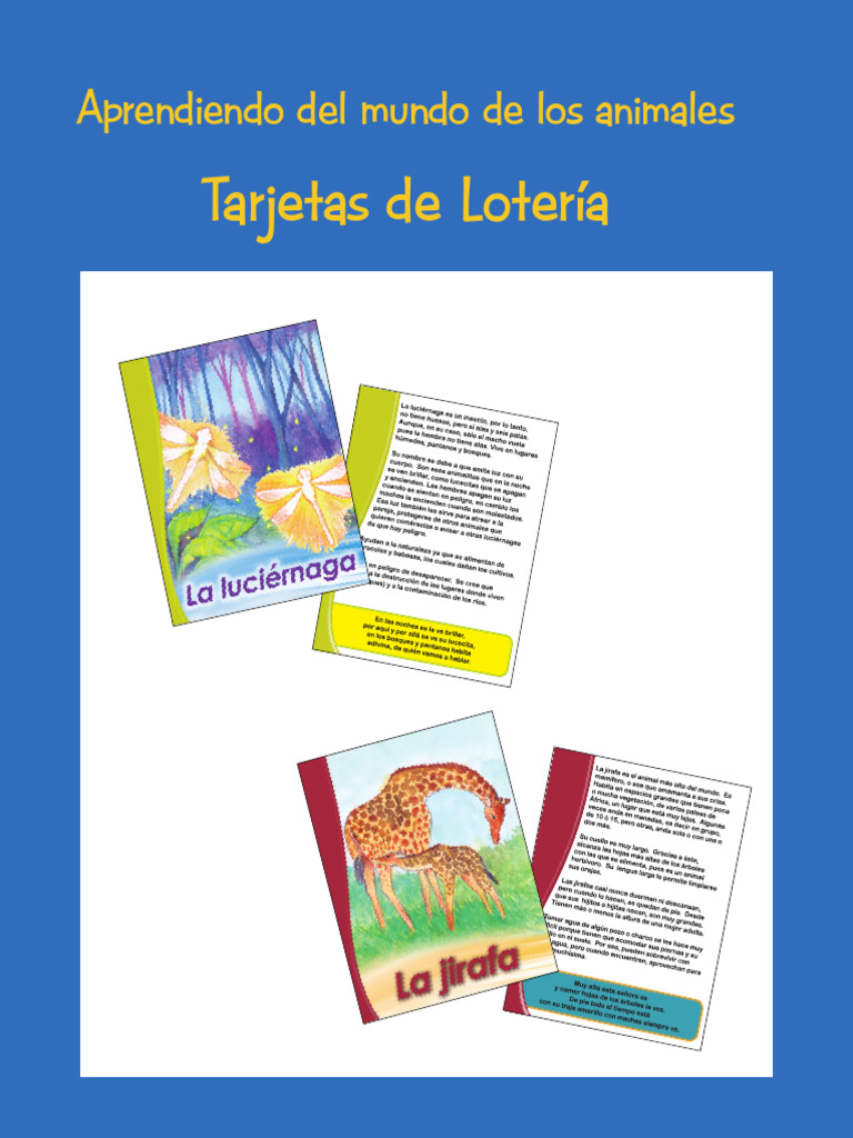 Tarjetas-Aprendiendo Del Mundo de Los Animales | PDF
