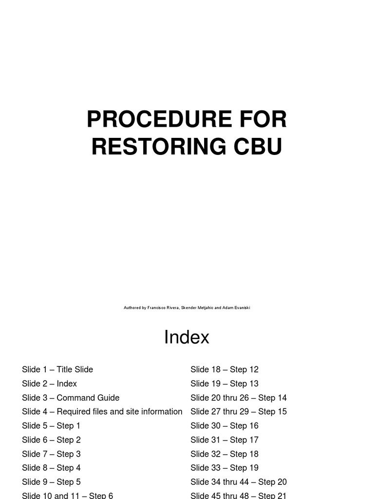CBU Restoration Procedure Guide | PDF | File Transfer Protocol ...