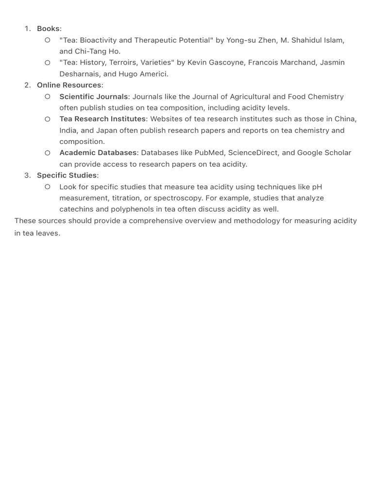 Tea Acidity: Research and Resources | PDF