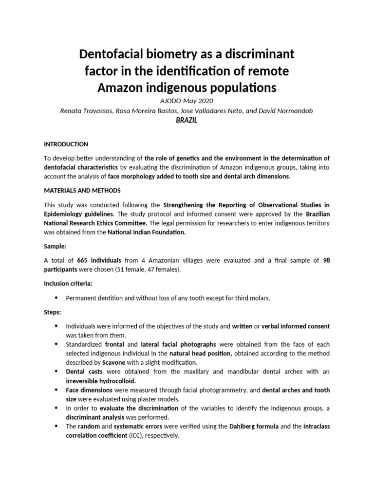 2020-Dentofacial Biometry As A Discriminant Factor | PDF ...