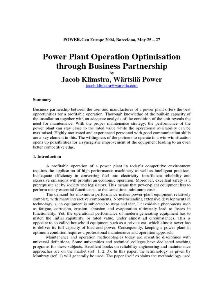 Optimizing Power Plant Operations | PDF | Life Cycle Assessment ...