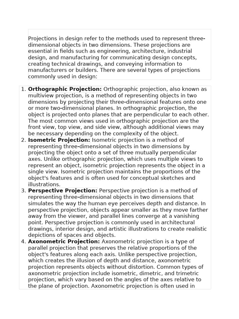 Projections in Design Refer To The Methods Used To Represent Three ...