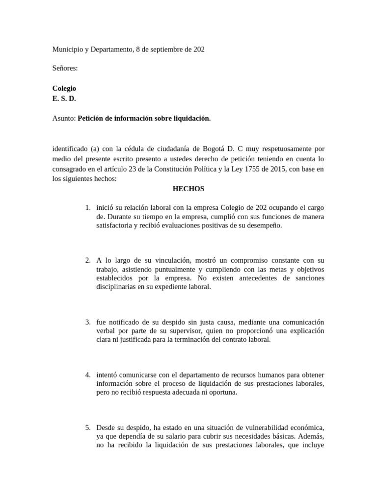 Modelo 123 | PDF | Petición | Derecho laboral