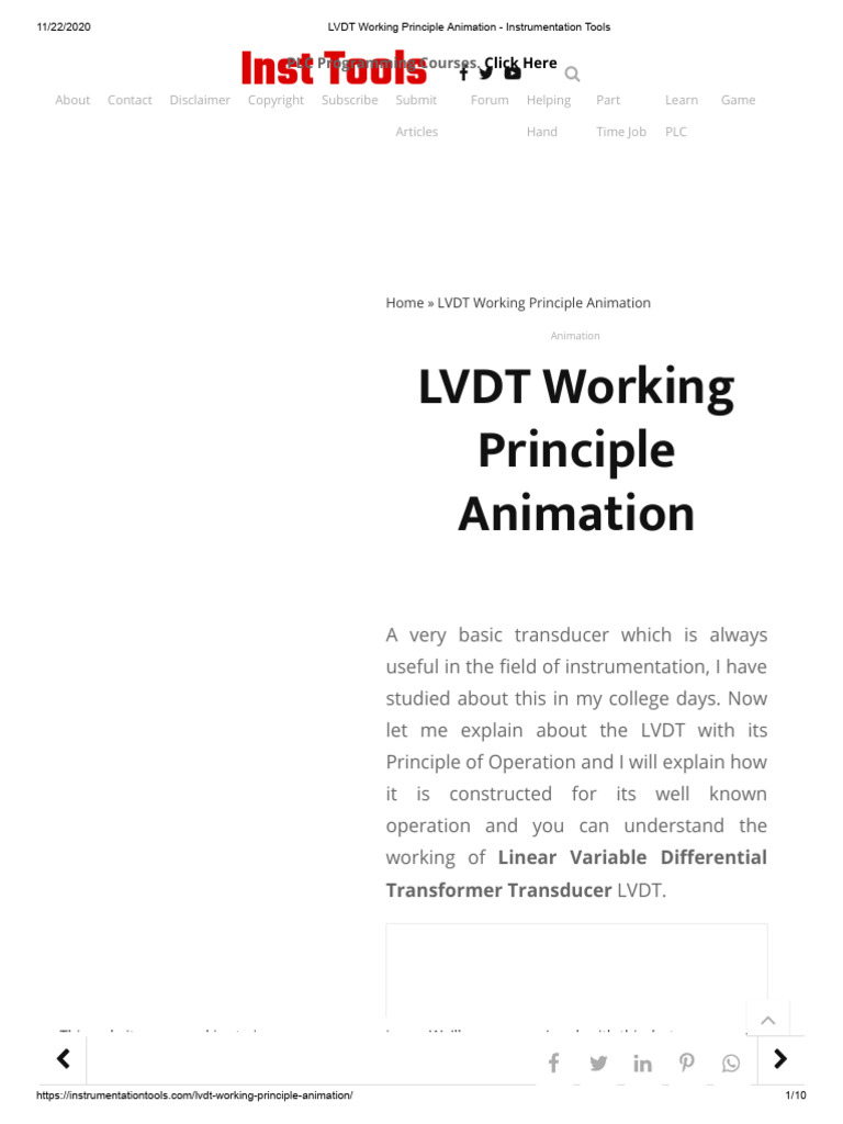 LVDT Working Principle Animation - Instrumentation Tools | PDF ...