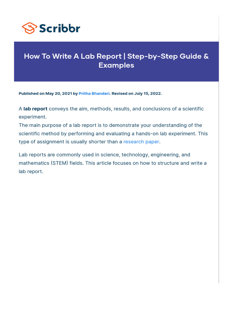How To Write A Lab Report - Step-By-Step Guide & Examples | PDF ...