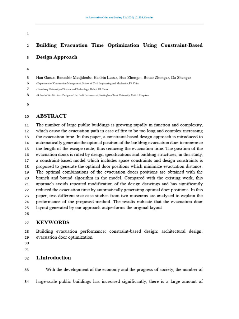 Building Evacuation Time Optimization Us | PDF | Mathematical Optimization | Emergency Evacuation