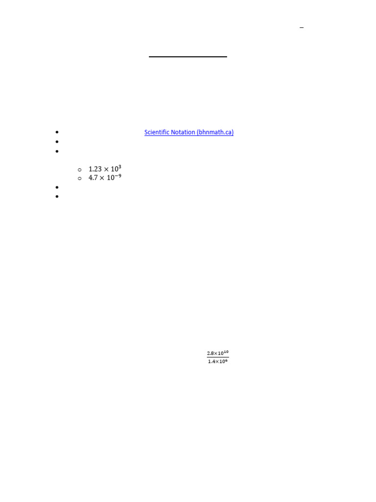 8 - Scientific Notation - Student Notes | PDF