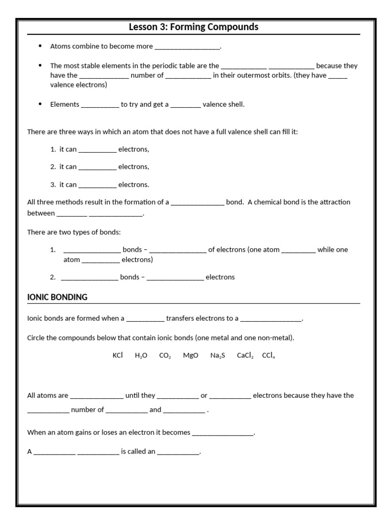 3 Forming Compounds | PDF | Ion | Chemical Compounds