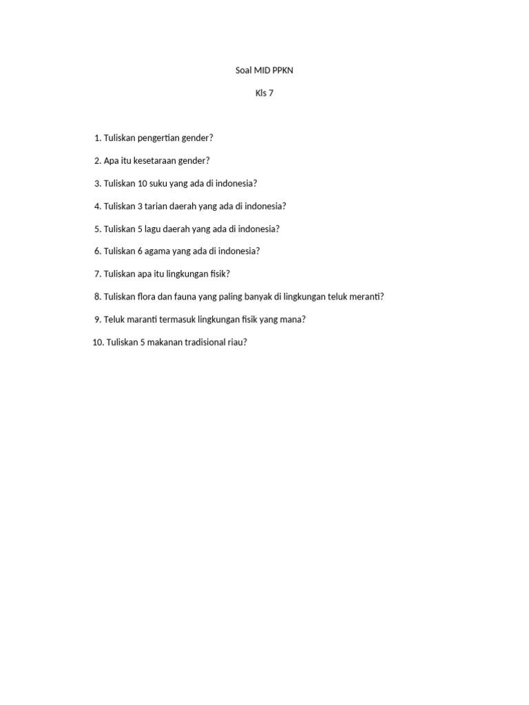 Soal Mid Ppkn Smt 2 2024 | PDF