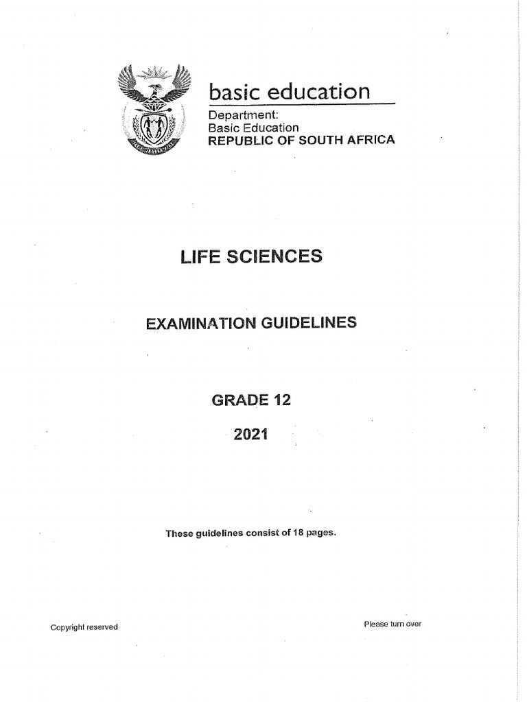 Life Sciences Exam Guidelines 2021 Grade 12 | PDF