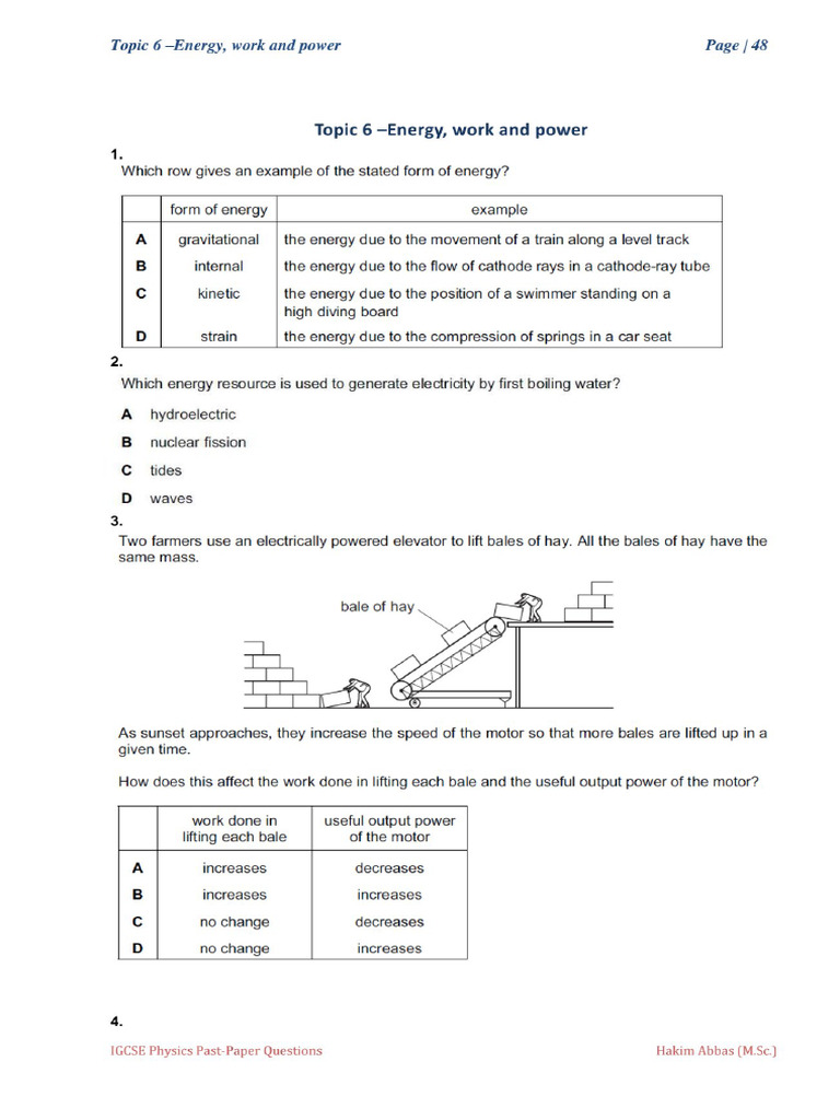 Energy,Work and Power.physics.mcqs | PDF