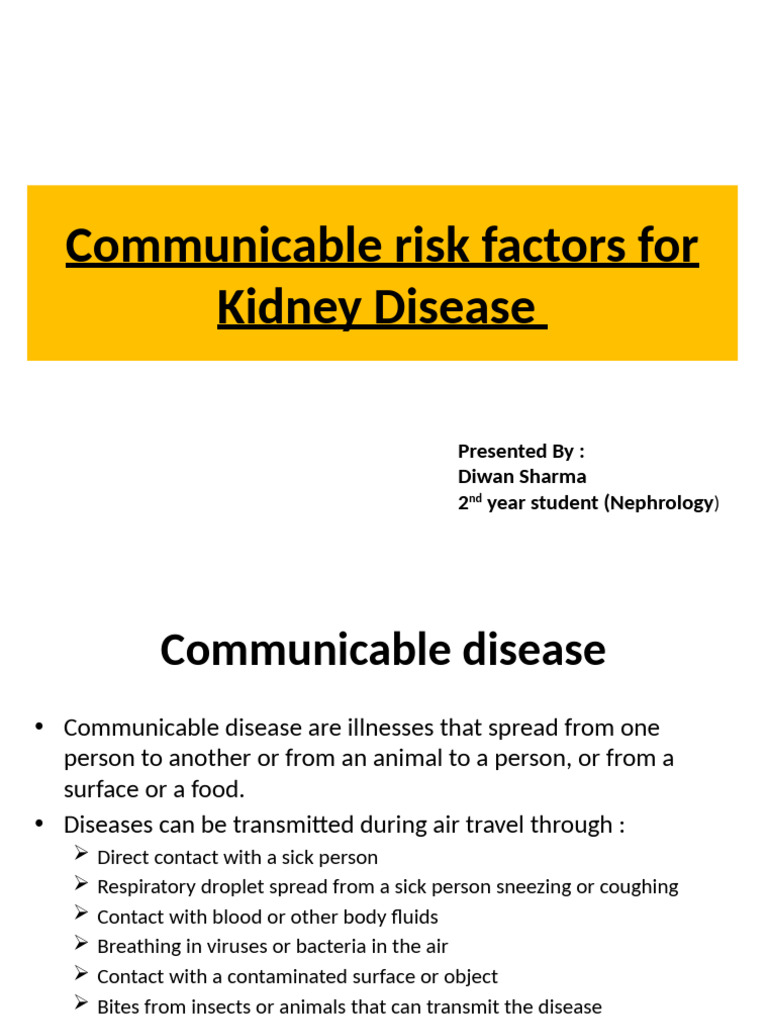 Communicable Risk Factors For Kidney Disease (Devon Sharma) | PDF ...