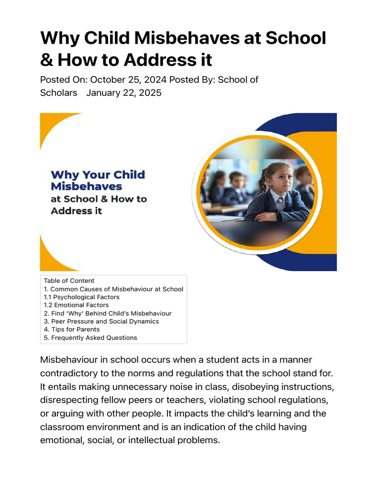 Understanding School Misbehavior Causes | PDF | Teachers | Feeling