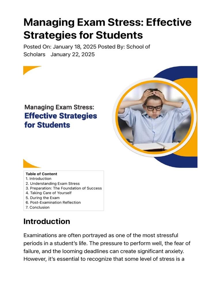 Exam Stress Management for Students | PDF | Stress (Biology) | Sleep