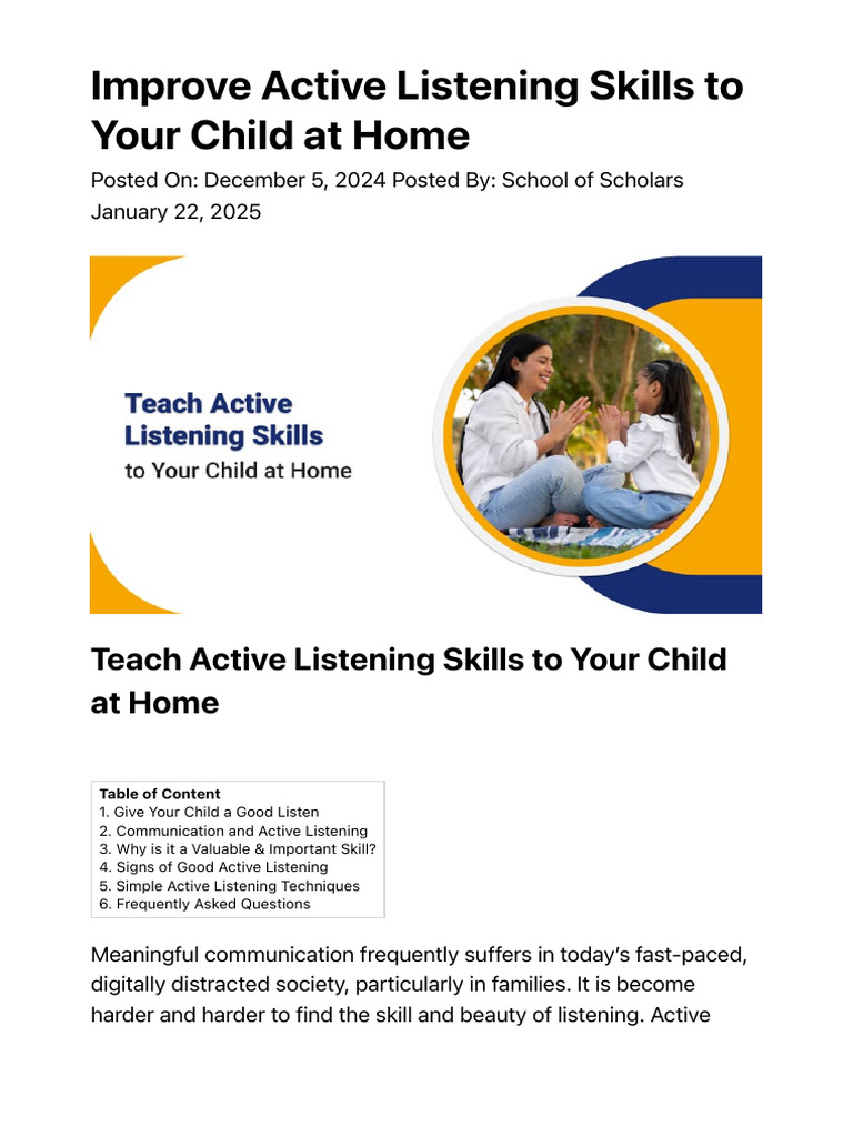 Teach Active Listening to Children | PDF | Empathy | Emotional Intelligence