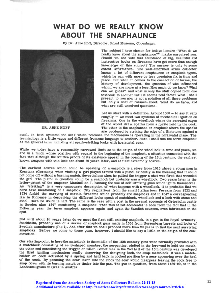 What Do We Really Know About The Snaphaunce | PDF | Weapon Design ...