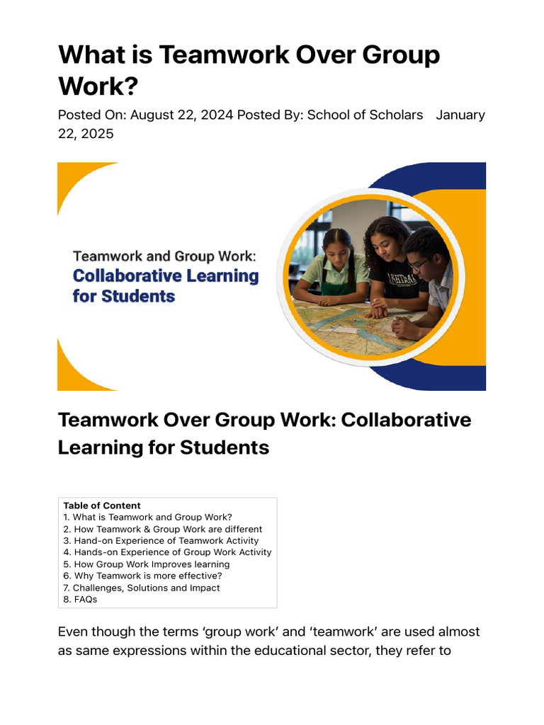 What Is Teamwork Over Group Work? | PDF | Learning | Experience