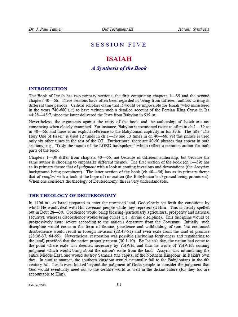 23H Sess05 IsaiahSyn 9pp | PDF | Babylon | Book Of Deuteronomy