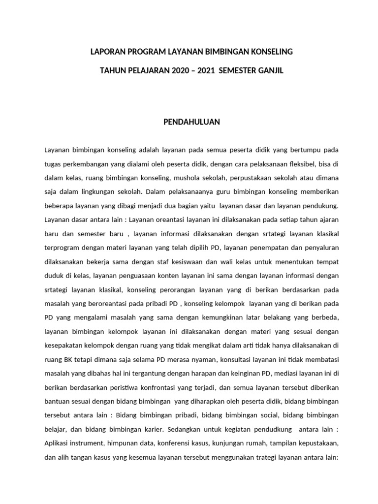 Laporan Program Lay BK Ganjil | PDF