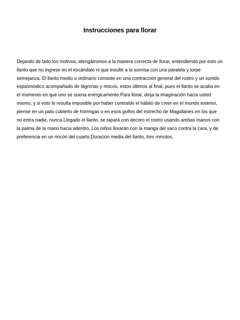 Instrucciones para Llorar | PDF