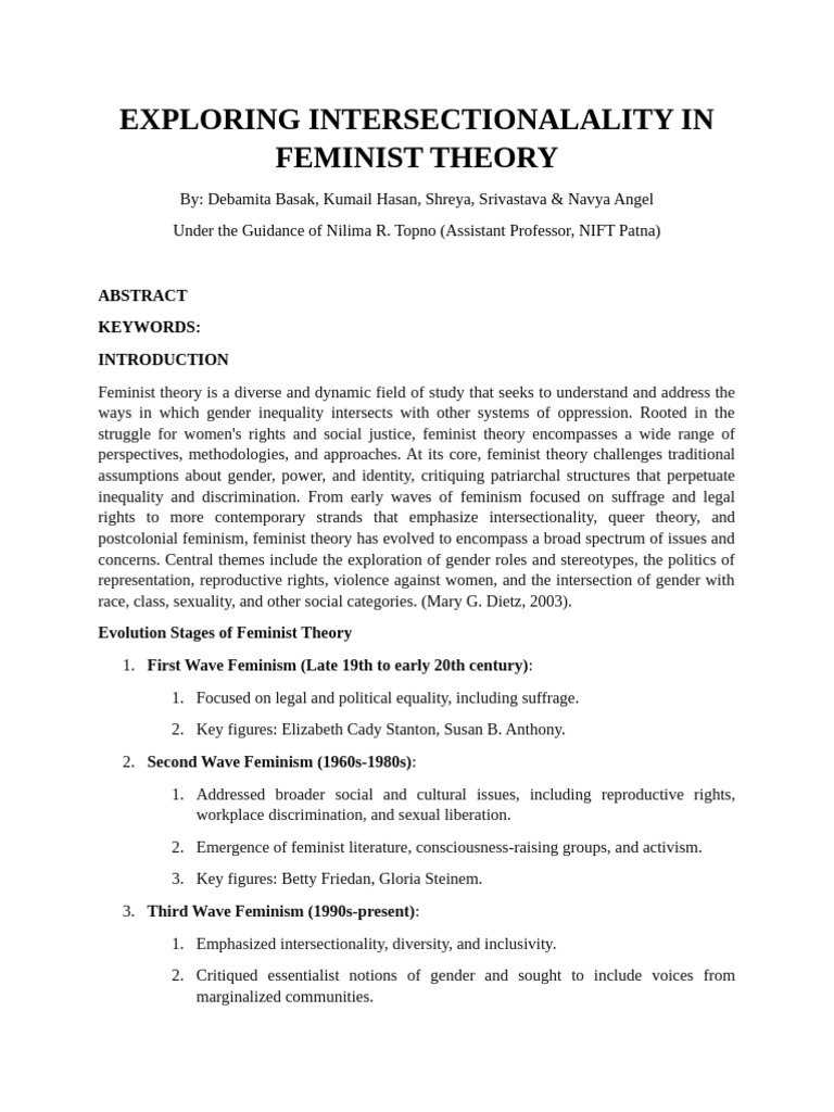 Exploring Intersectionalality in Feminist Theory | PDF | Intersectionality | Feminism