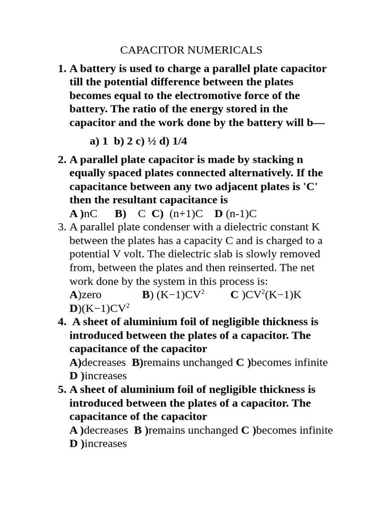 CAPACITANCE PROBLEMS. | PDF | Capacitance | Capacitor