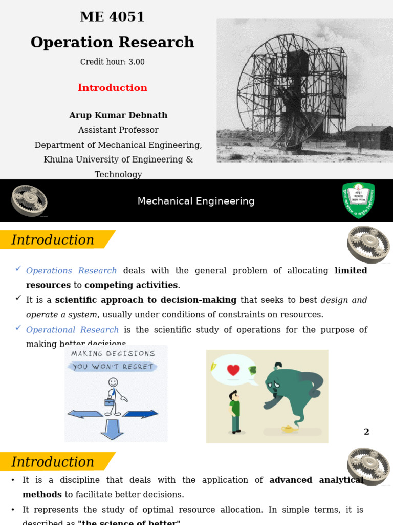 OR - Lec 1 | PDF | Mathematical Optimization | Operations Research