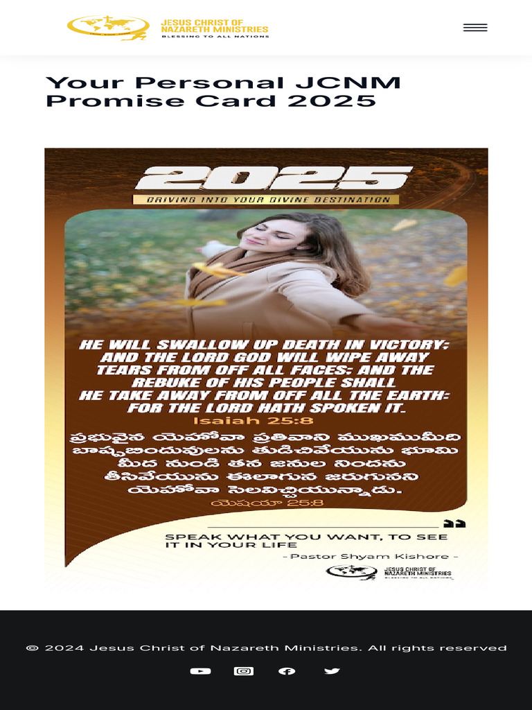 JCNM Promise Cards 2025 – Jesus Christ of Nazareth Ministries 4 | PDF