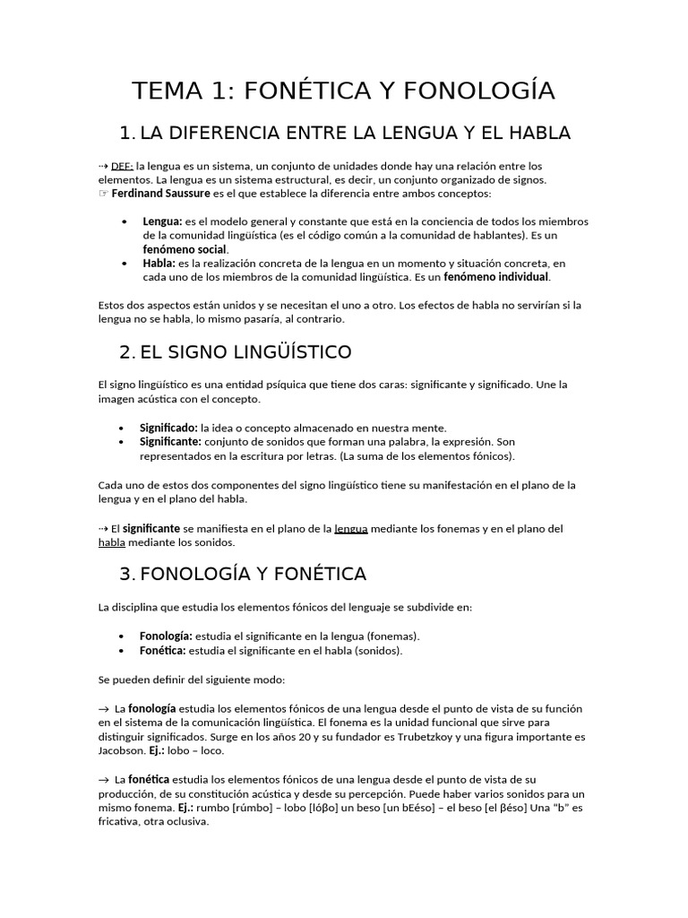TEMA 1 - Fonética y Fonología | PDF | Fonema | Fonología