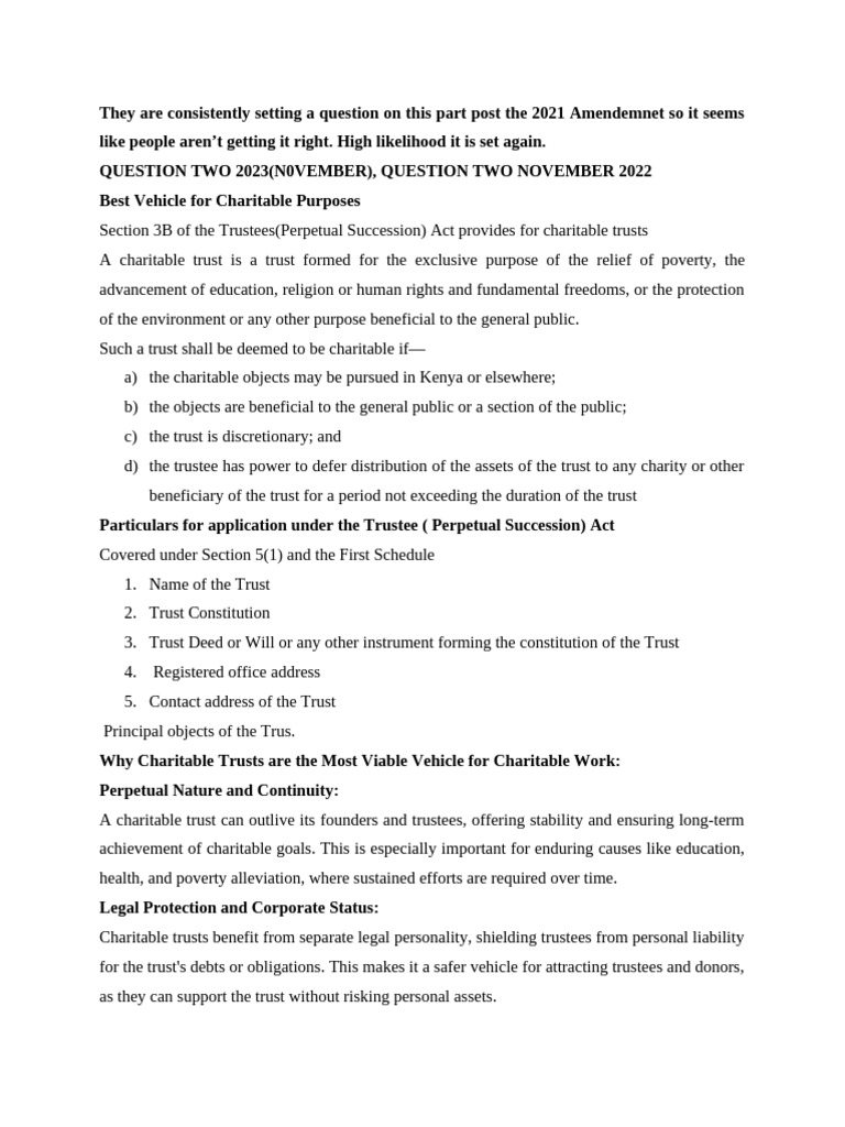 CHARITABLE TRUSTS | PDF | Charitable Organization | Trustee