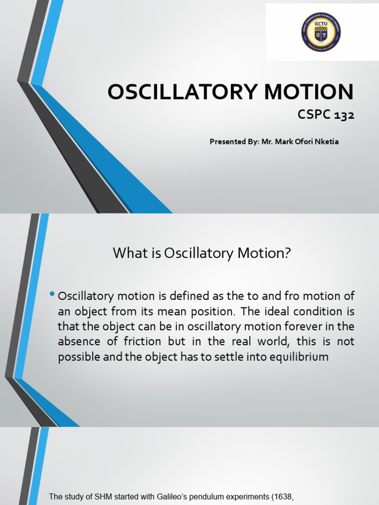 Oscillatory Motion | PDF | Oscillation | Applied And Interdisciplinary ...