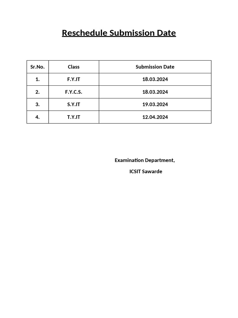 Reschedule Submission Date | PDF