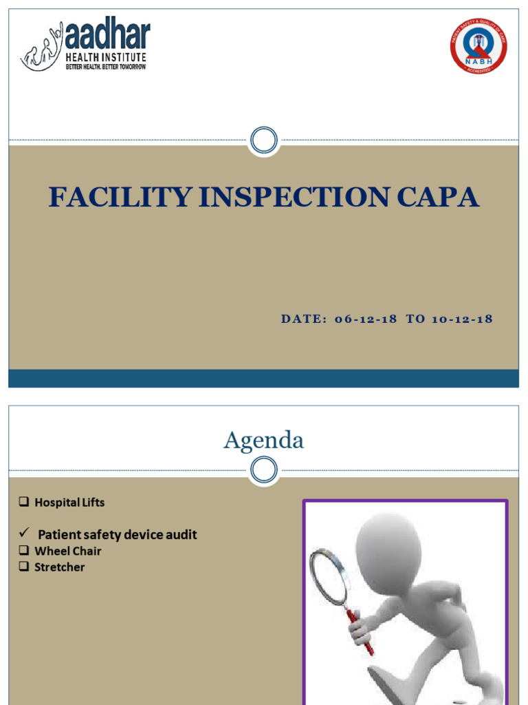 Annexure_1-_Facility_Inspection_Round_CAPA_1 | PDF | Wheelchair | Chair