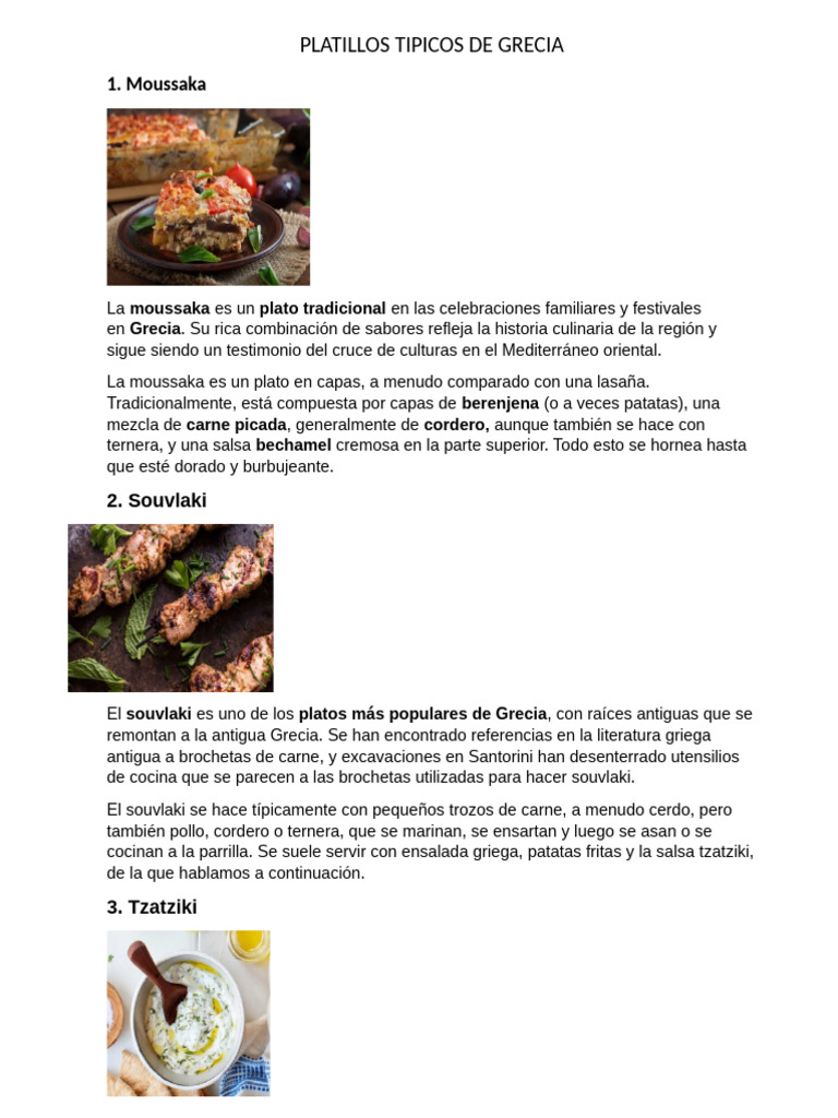 PLATILLOS TIPICOS DE GRECIA. | PDF | Cocina española | Postres