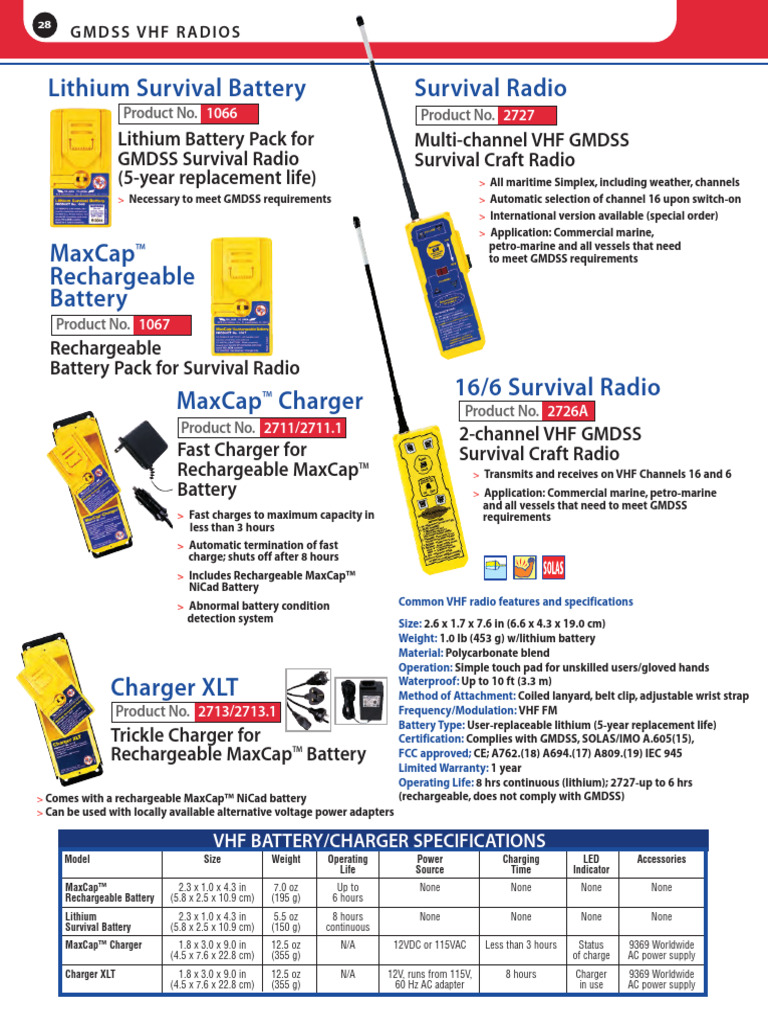 Acr Gmdss VHF Radio Range | PDF | Battery Charger | Rechargeable Battery