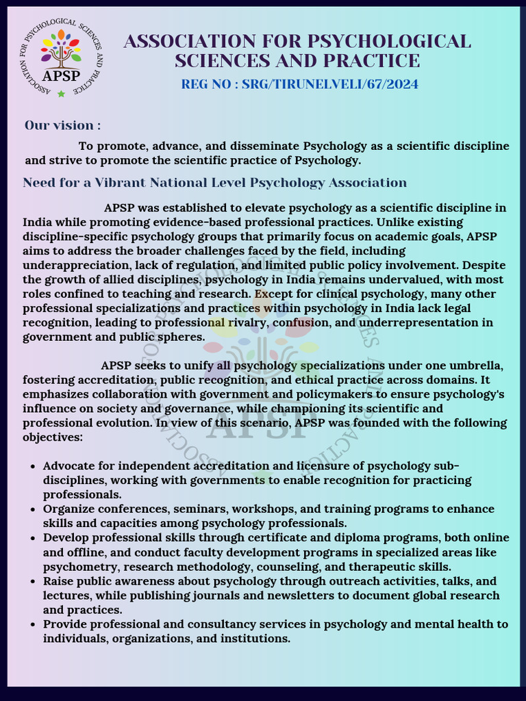 APSP BROCHURE | PDF | Psychology | Science