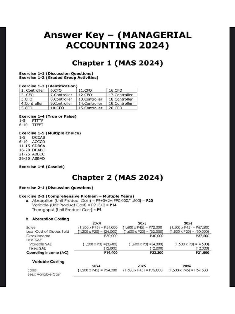 ManAcc Answer Key | PDF