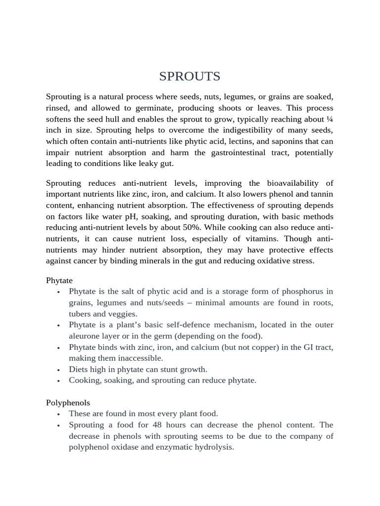 Sprouts | PDF | Polyphenol | Nutrients
