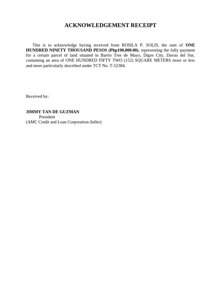 Acknowledgement Receipt (Bir) | PDF