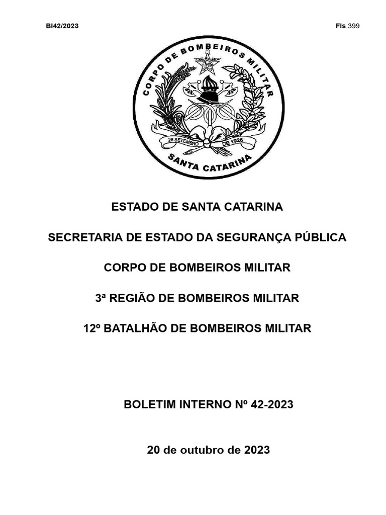 Boletim Interno 42/2023 - CBMSC | PDF | Empresa (unidade militar) | Militar