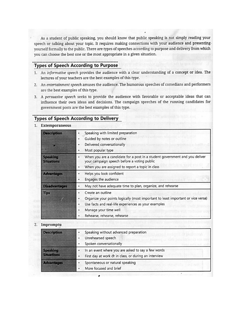Speech Delivery Handouts | PDF
