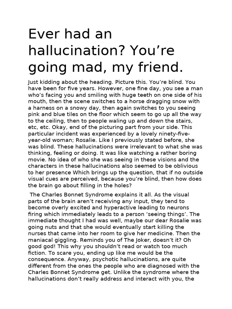 Ever Had An Hallucination | PDF | Hallucination | Schizophrenia