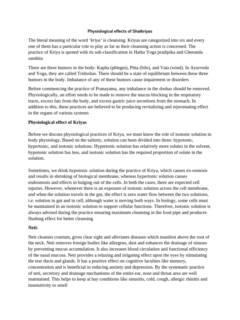 Physiological Effects of Shatkriyas | PDF | Allergen | Allergy