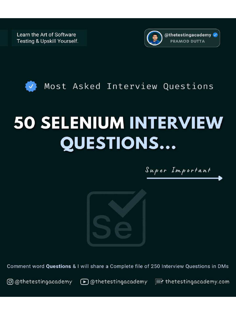 50 Selenium Interview Questions | PDF 50 Selenium Interview Questions | PDF