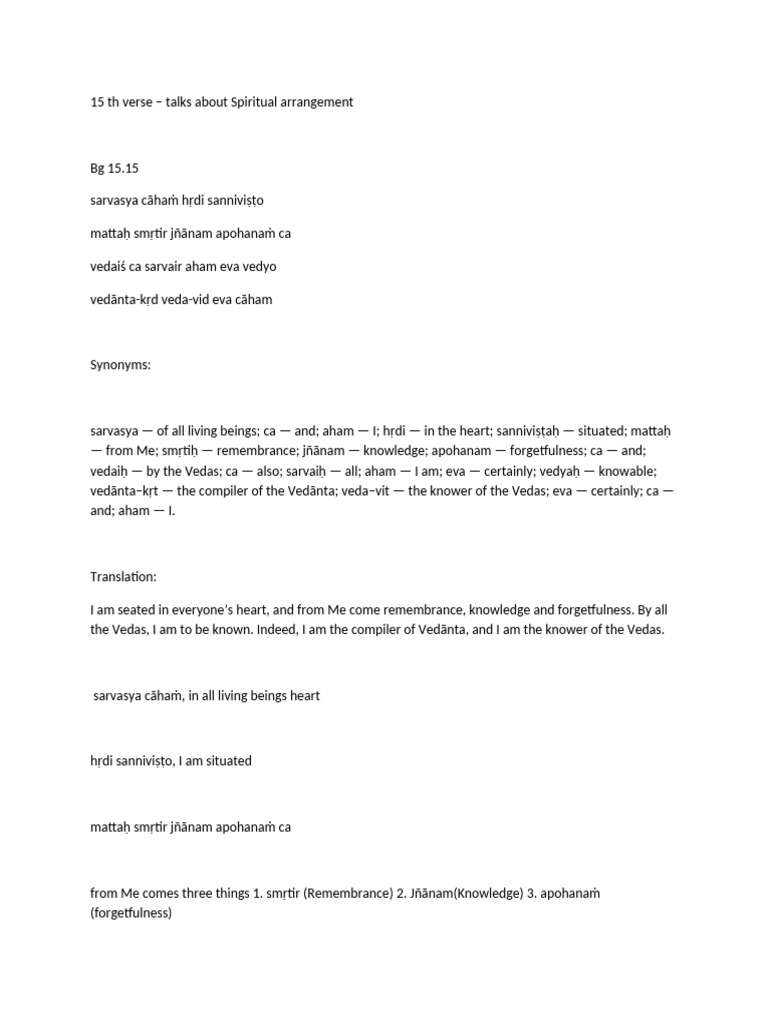 15 TH Verse - T-WPS Office | PDF | Bhagavad Gita | Vedanta