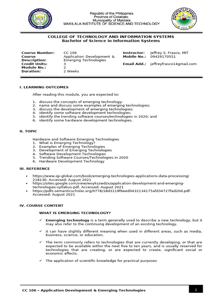 Week 3-4 - CC106 - Hardware and Software Emerging Technologies - Upload ...