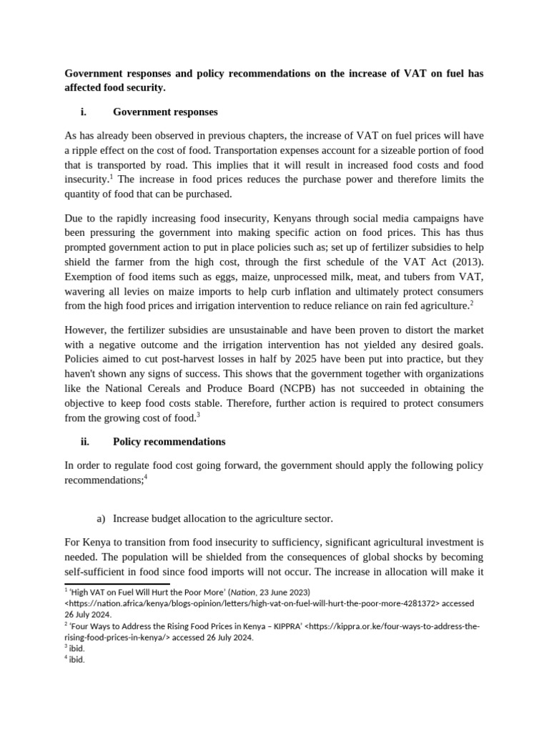 Government Responses and Policy Recommendations On The Increase of VAT ...