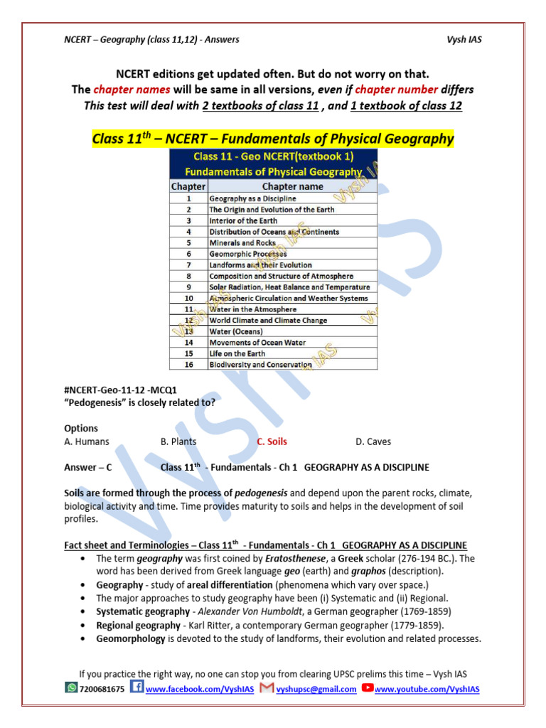 NCERT-Geo (Class 11,12) - Answeru | PDF | Plate Tectonics | Rock (Geology)