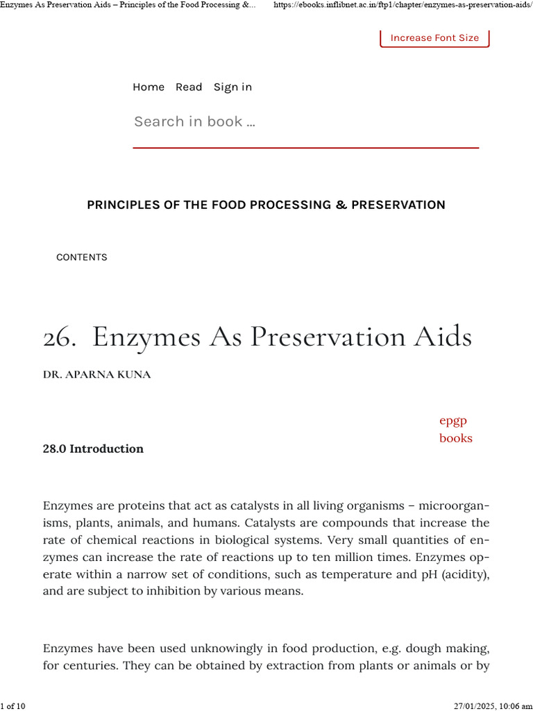 Enzymes As Preservation Aids - Principles of The Food Processing ...